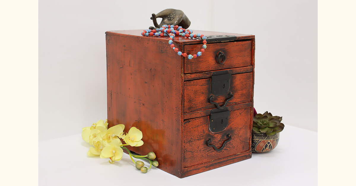 Chinese Antique Lacquer Jewelry or Collector Chest