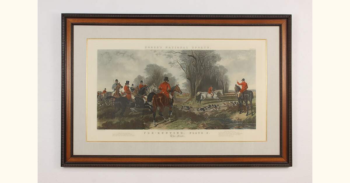 Countryside Fox Hunt Antique Engraving after Herring 59.5"