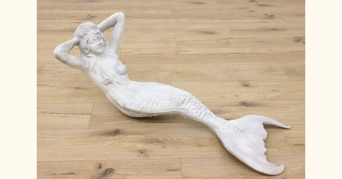Mermaid Vintage Painted Cast Metal Pond Sculpture Mexico
