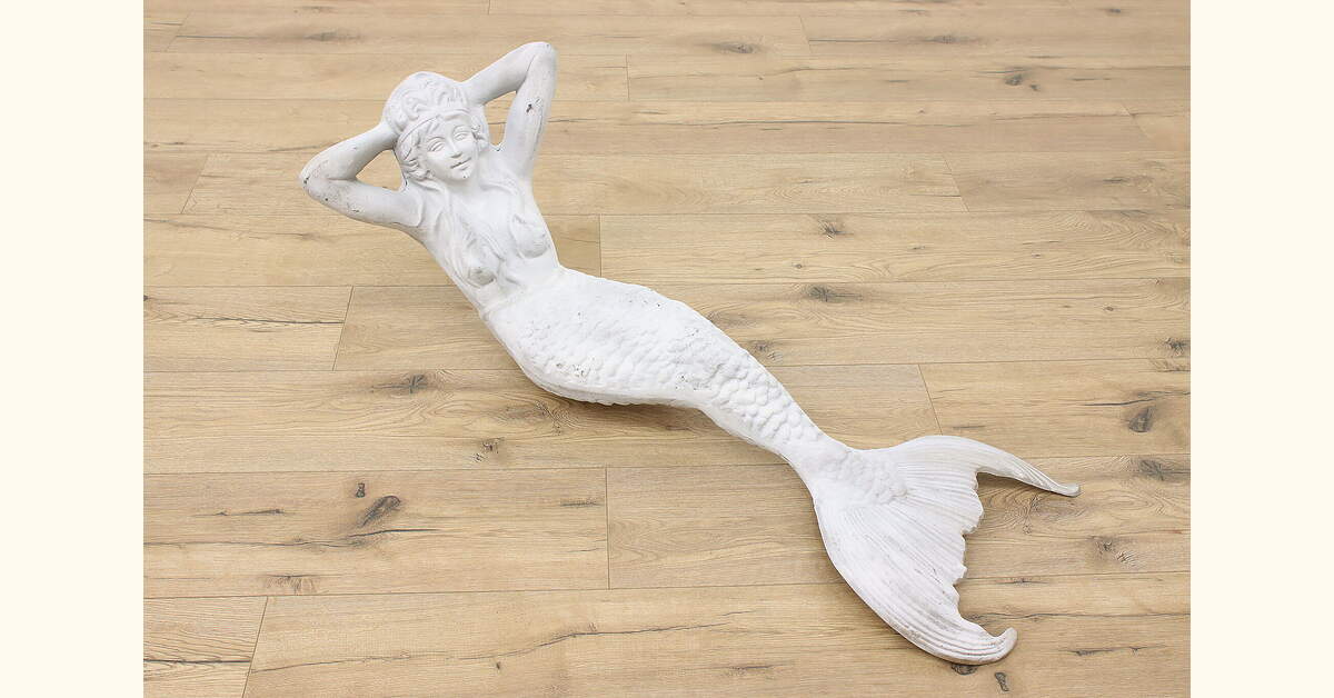 Mermaid Vintage Painted Cast Metal Pond Sculpture Mexico