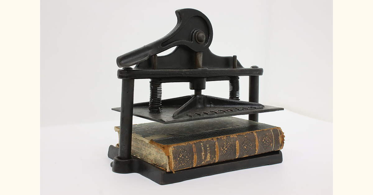 Victorian Antique Iron Book Copy Printing Press Speedball